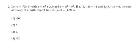 solved let w f x y with x u 2 2uv and y u 2 v 2