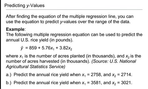 solved predicting y valuesafter finding the equation of the