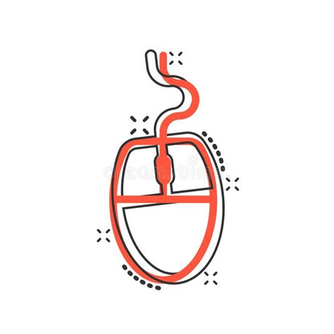 Computer Mouse Icon In Comic Style Cursor Cartoon Vector Illustration On White Isolated