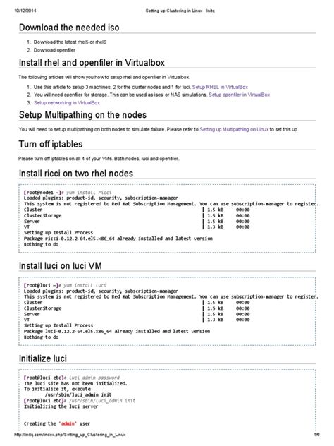 setting up clustering in linux initq pdf operating system
