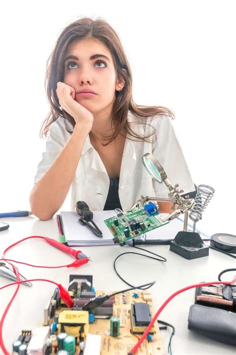 Woman Repairing Computer Part Service Center Electronics Repair Service Stock Image Image Of
