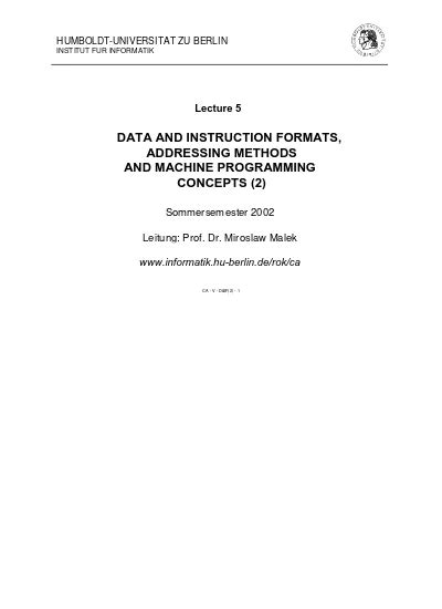 Data And Instruction Formats Addressing Methods And Machine Programming Concepts 2