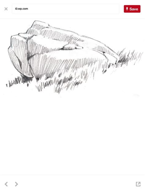 Rock And Tall Grass Rubber Stamp