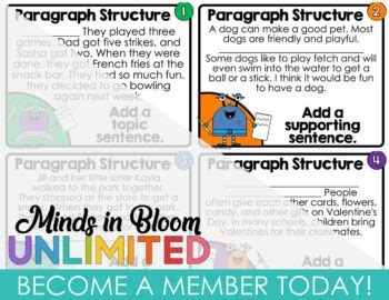 Google Slides Paragraph Structure Writing Task Cards Minds In Bloom Unlimited