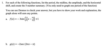 Solved 1 For Each Of The Following Functions List The