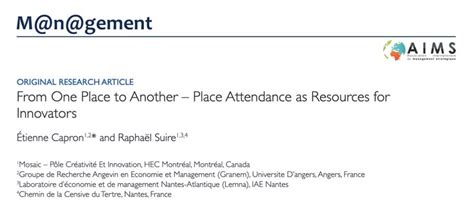 Im Delighted To Share This New Publication With Raphaël Suire In Which We Explain How