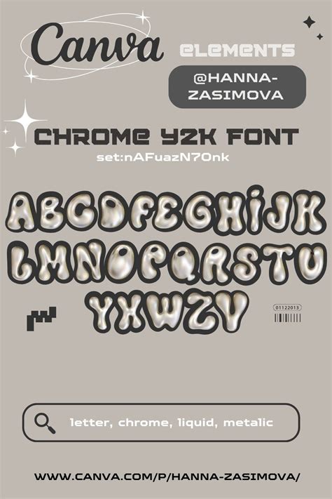 Chrome Y2k Font In 2024 Keyword Elements Canva Graphic Design Fun Lettering