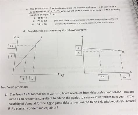 solved d calculate the elasticity using the following