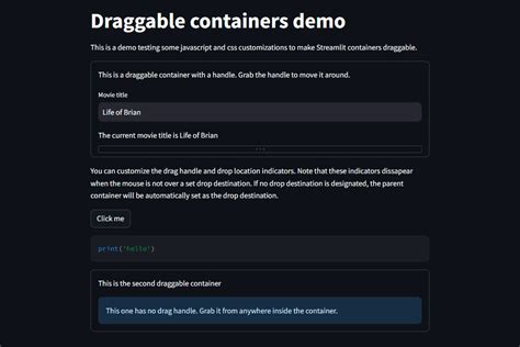 Draggable Streamlit Containers Show The Community Streamlit
