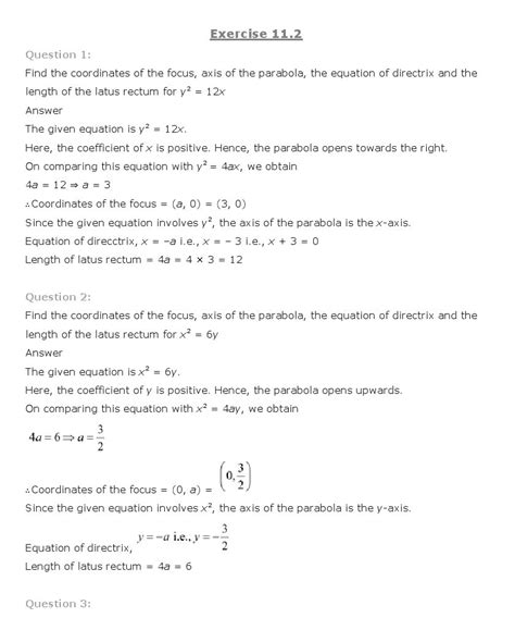 Conic Sections Class 11 Mathematics Ncert Solutions