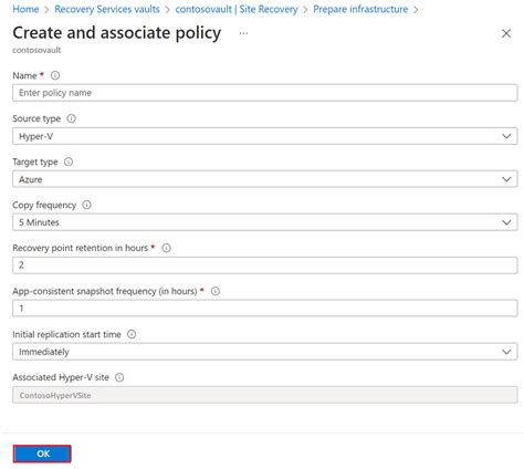 set up hyper v disaster recovery by using azure site recovery azure