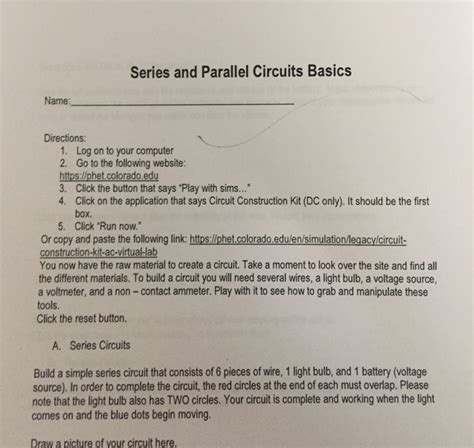 Series And Parallel Circuits Basics Phet Answer Key Wiring Flow Line
