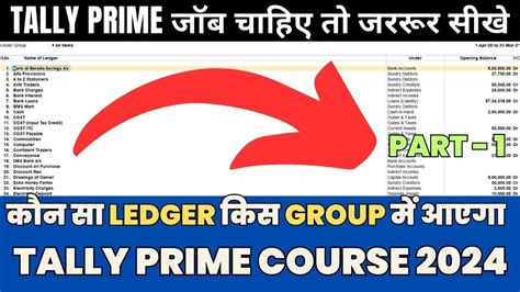 Tally sikho - 5 | 7 Groups in Tally Prime | General groups in tally | Ledger create (Part - 1 ...