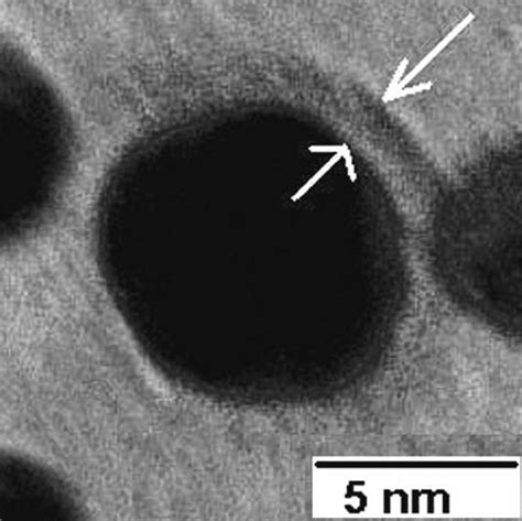 transmission electron micrograph of the core shell nanostructure