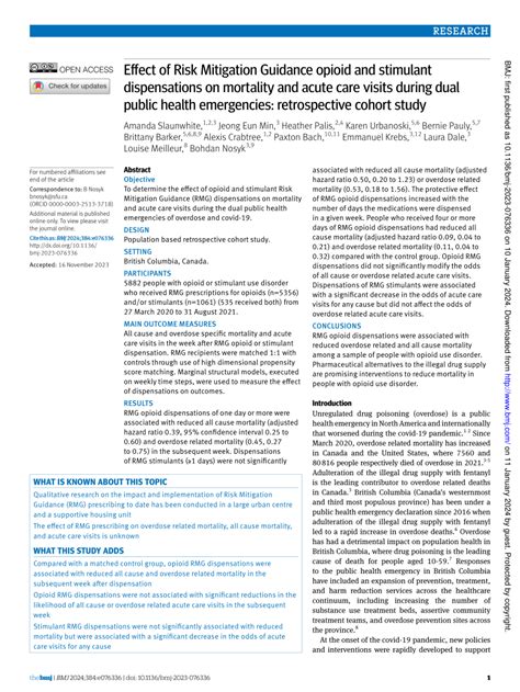 Pdf Effect Of Risk Mitigation Guidance Opioid And Stimulant Dispensations On Mortality And