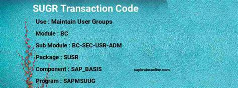 Sugr Sap Tcode For Maintain User Groups