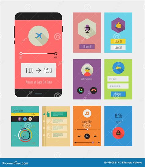 Flat Ui Or Ux Mobile Apps Kit Stock Vector Illustration Of Smartphone Interface 53908213