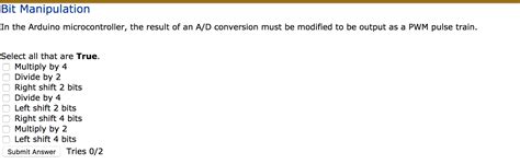 solved bit manipulation in the arduino microcontroller the