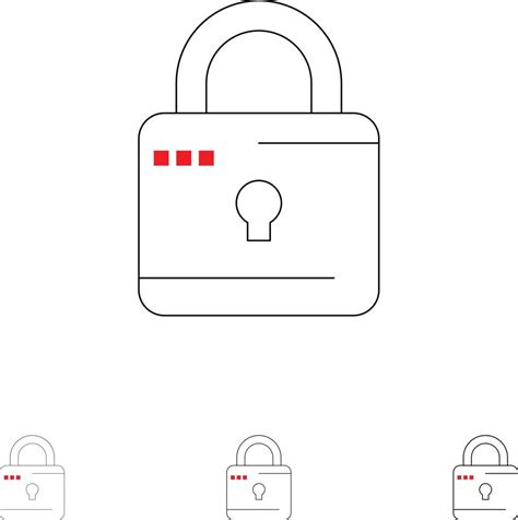 Lock Computing Locked Security Bold And Thin Black Line Icon Set