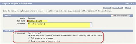 How To Configure Salesforce Workflow Rule Evaluate Criteria