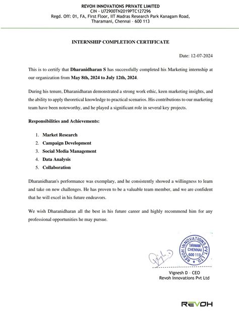 dharani dharan on linkedin revoh internship marketing professionalgrowth careerdevelopment…