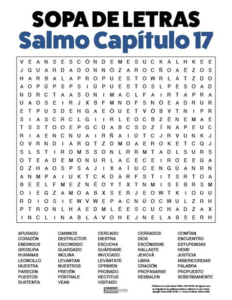 Sopa De Letras De La Biblia Salmos Capítulo 17 Gratis Para Imprimir