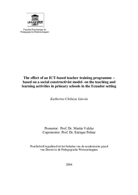Pdf The Effect Of An Ict Based Teacher Training Programme Based On A Social Constructivist