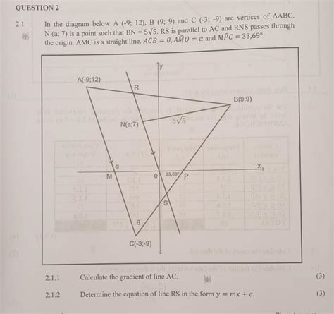 Solved In The Diagram Below A 9 12 B 9 9 And C 3 9 Are Chegg Com