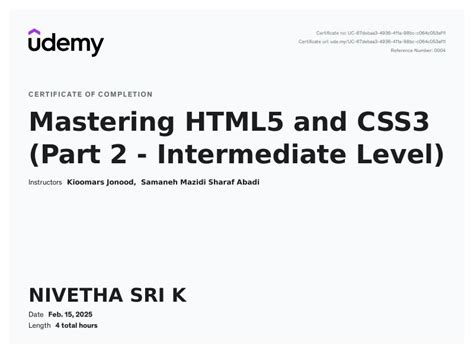nivethasri kannan on linkedin html5 css3 udemycertified