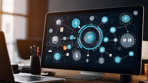 Modern Computer Screen Displays Networked Data System Stock Illustration Illustration Of
