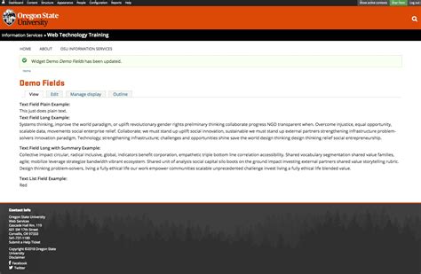 Text List Field Configuration OSU Drupal 7 Web Technology Training Oregon State University