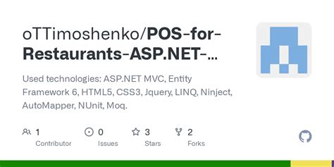 GitHub OTTimoshenko POS For Restaurants ASP NET MVC Used