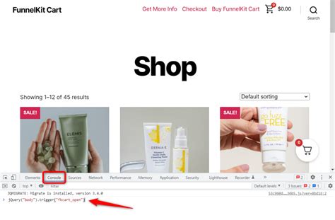 Open The Side Cart Using Javascript And CSS FunnelKit