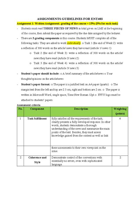 Assignments Guidelines For Ent403 Assignments Guidelines For Ent Assignments Guidelines For Ent403 Assignments Guidelines For Ent