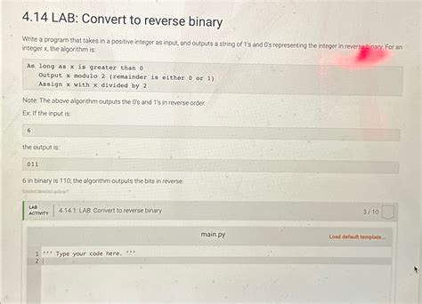 Solved 414 ﻿lab Convert To Reverse Binarywrite A Program