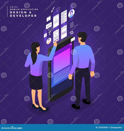 Isometric Business Ui Ux Team Stock Vector Illustration Of Computer Developer 125929581