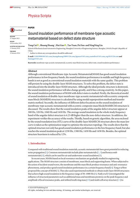 Sound Insulation Performance Of Membrane Type Acoustic Metamaterial Based On Defect State