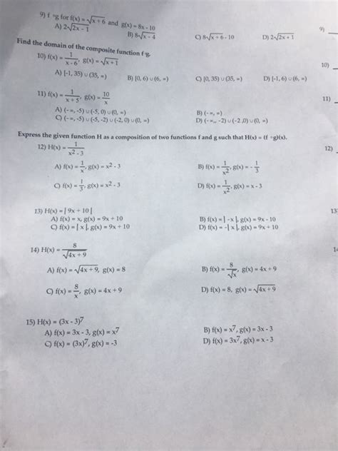 Solved Find The Domain Of The Composite Function F G F X Chegg