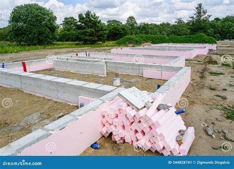 Polystyrene In Concrete Foundation For A Expansion Joint Stock Image 358725139