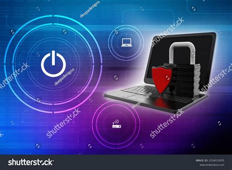 Laptop Shield Lock Isolated 3d Rendering Stock Illustration 2154153255 Shutterstock