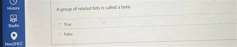 Solved A Group Of Related Bits Is Called A Bytetruefalse
