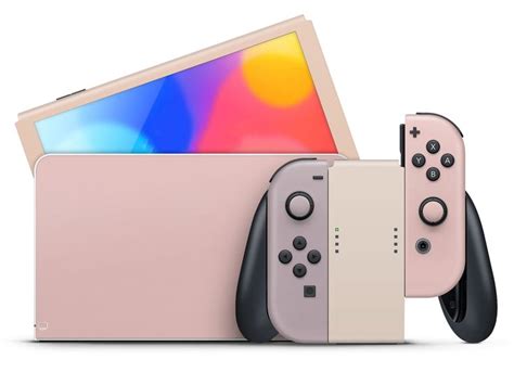 Nintendo Switch OLED Ceramic Rose Skin Pink Nude Pastels Colorwave Dock Console Joycons