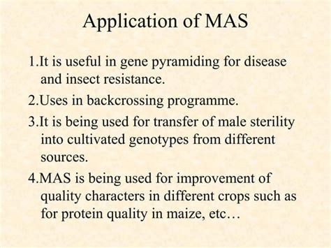 Marker Assisted Selection Ppt Genetics Science
