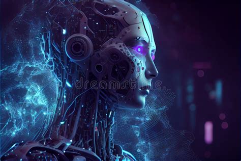 Artificial Intelligence Humanoid Cyber Robot Futuristic Digital Technology Concept Stock Photo