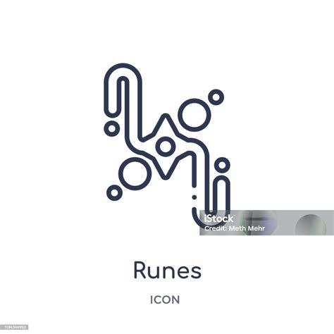 매직 아웃 라인 컬렉션에서 선형 룬 아이콘입니다 얇은 라인 룬 아이콘 흰색 배경에 고립입니다 룬 유행 삽화 0명에 대한 스톡 벡터 아트 및 기타 이미지 Istock