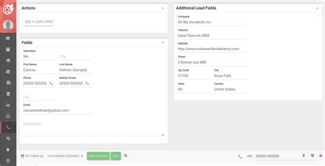 Dialfire Zoho Crm App