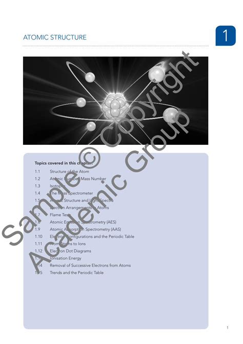Pdf Atomic Structure 1 Copyright Group Sample © Academic · 1 1 Structure Of The Atom Figure 1