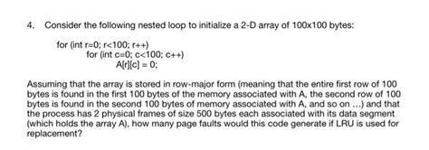 solved 4 consider the following nested loop to initialize a
