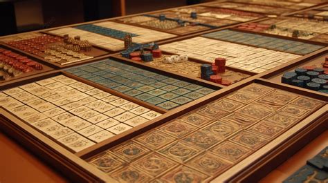 Board Game With Wood Pieces And A Set Of Metal Tiles Background