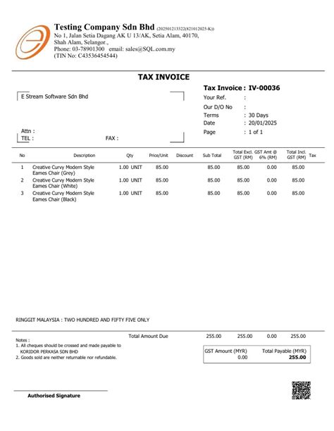 E Invoice Report Template E Stream Msc